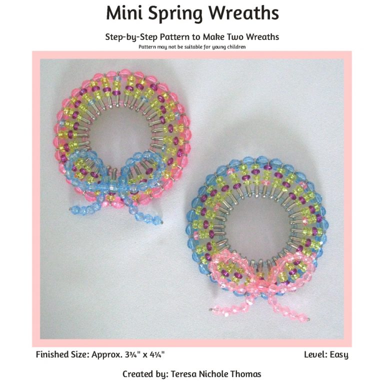 Mini Spring Wreaths Safety Pin and Beading Pattern – TNT Crafts